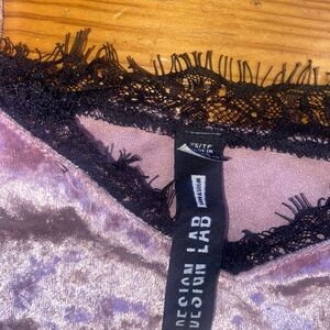 Design Lab Lord & Taylor | Tops | Pink Velour Top With Black Lace ...